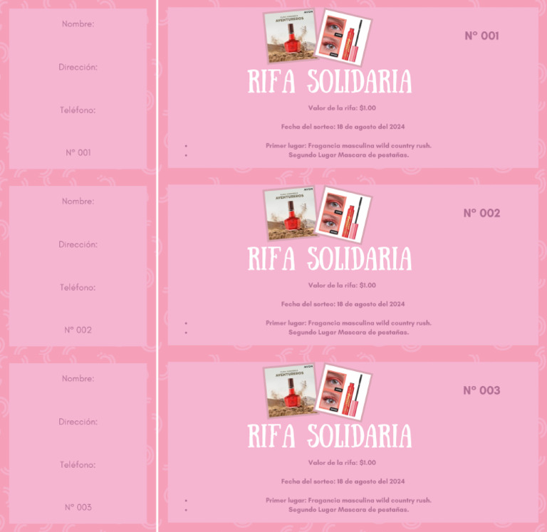 Rosa Con Patrón Ticket Para Rifas (1) | PDF