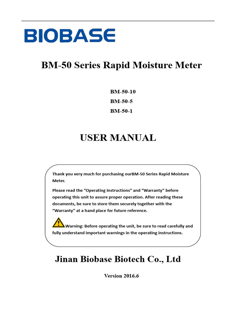 BM-50 Series Rapid Moisture Meter Manual | PDF