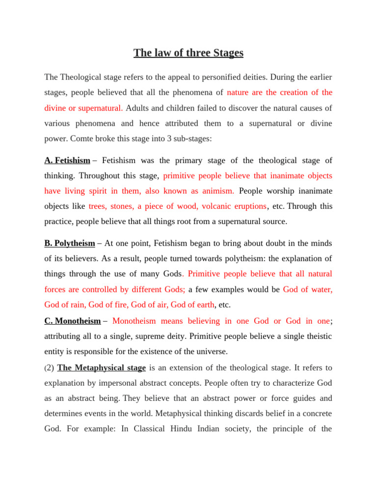 Law of Three Stages | PDF | Philosophy