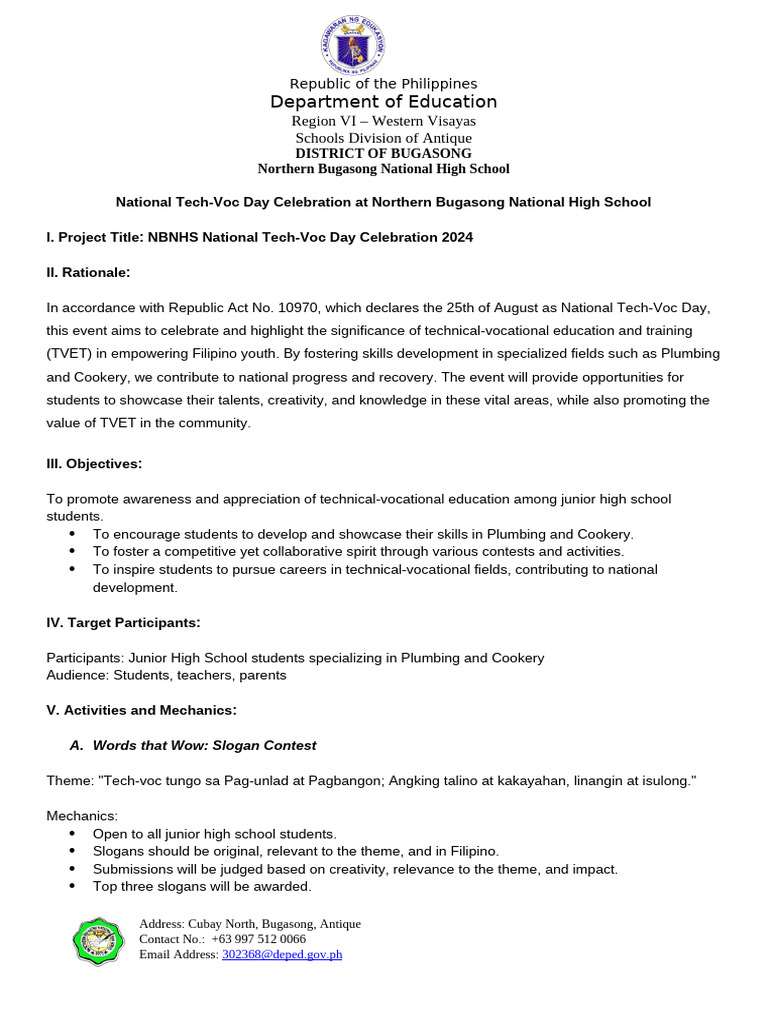 TECH-VOC 2024 PROPOSAL jhs | PDF