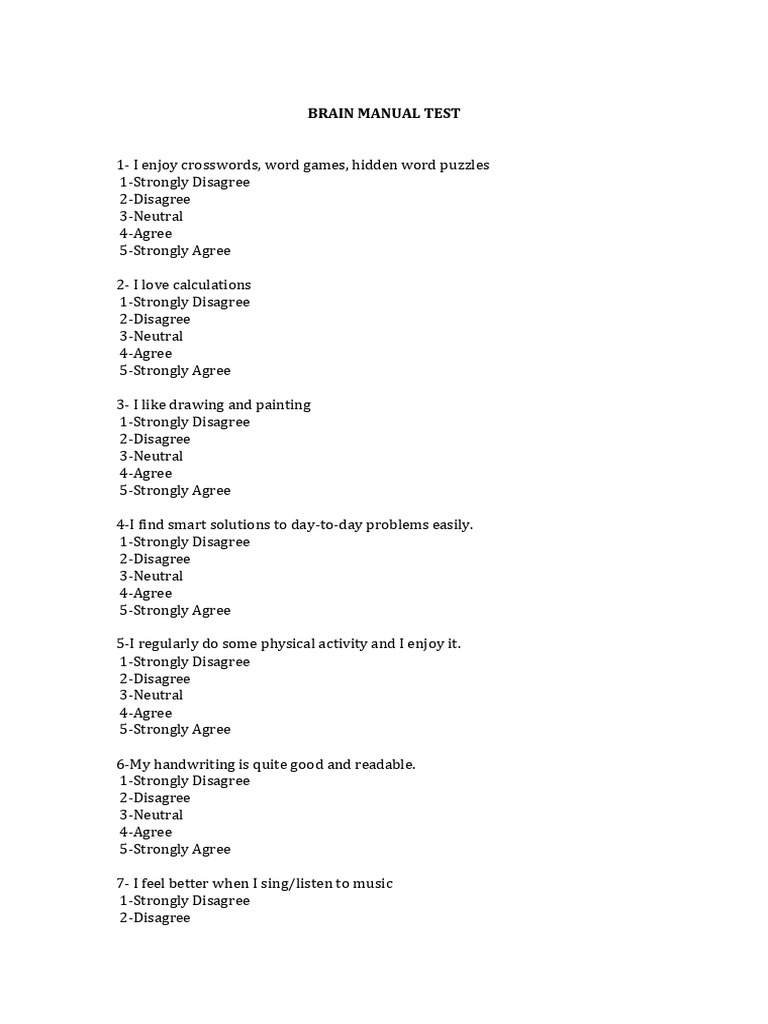 Brain Manual Test | PDF