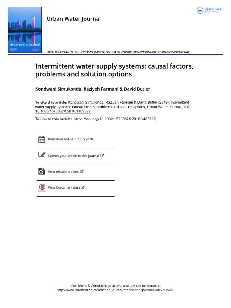 Intermittent Water Supply Systems Causal | PDF