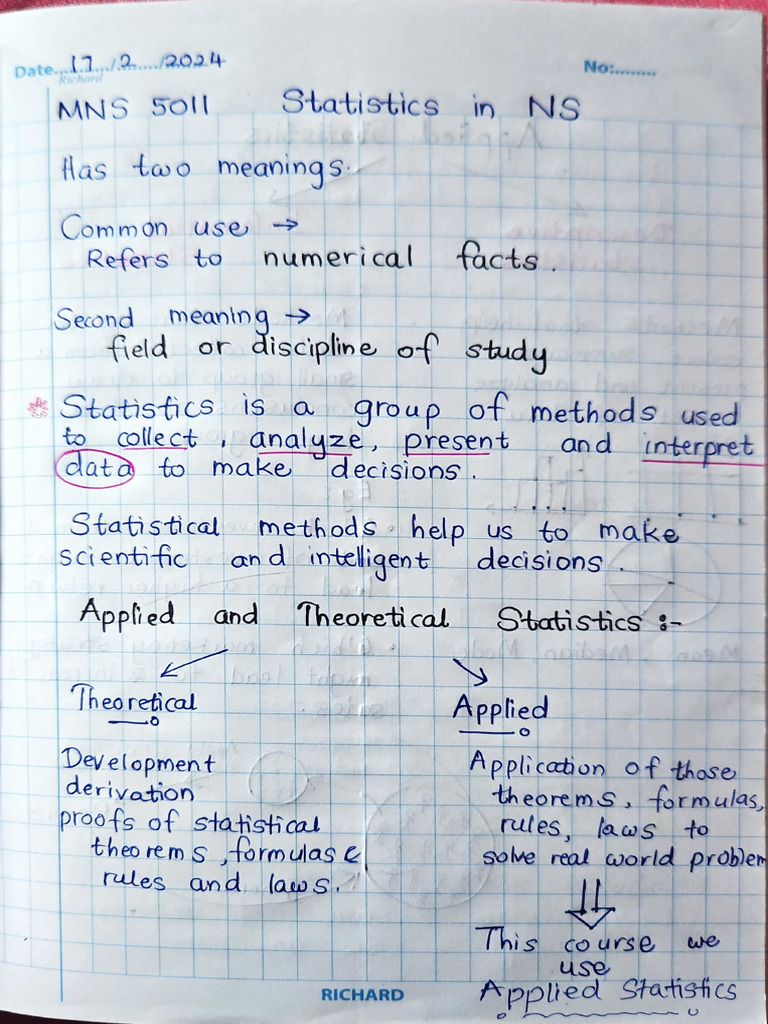 Stat Note-Vinu Part 1 | PDF
