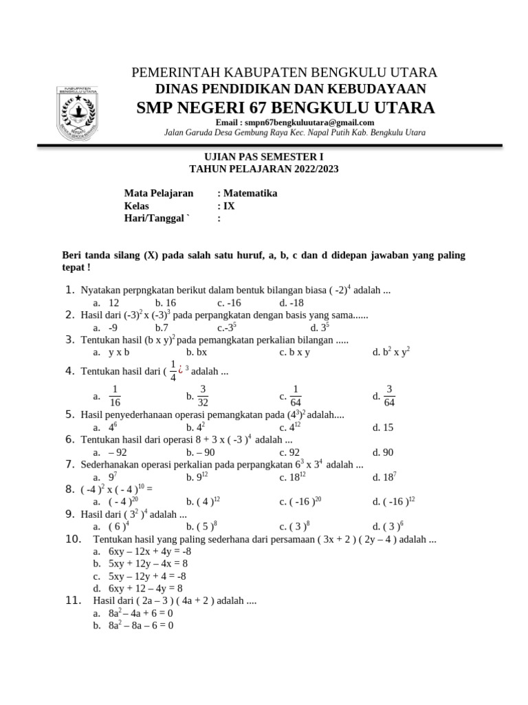 MTK Kelas 9. 2022 | PDF