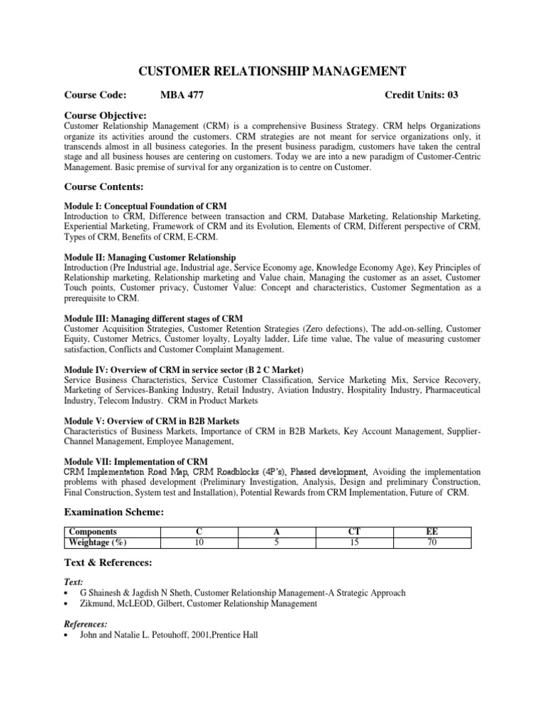 Customer Relationship Management | PDF | Customer Relationship ...