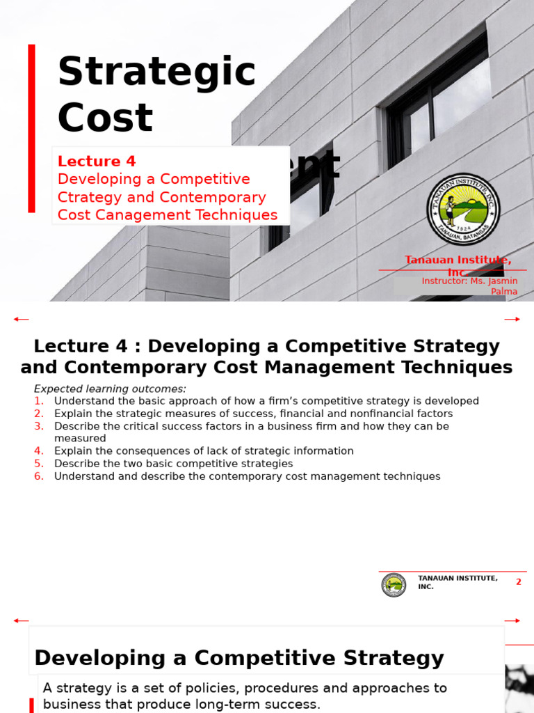 Developing A Competitive Strategy and Contemporary Cost Management ...