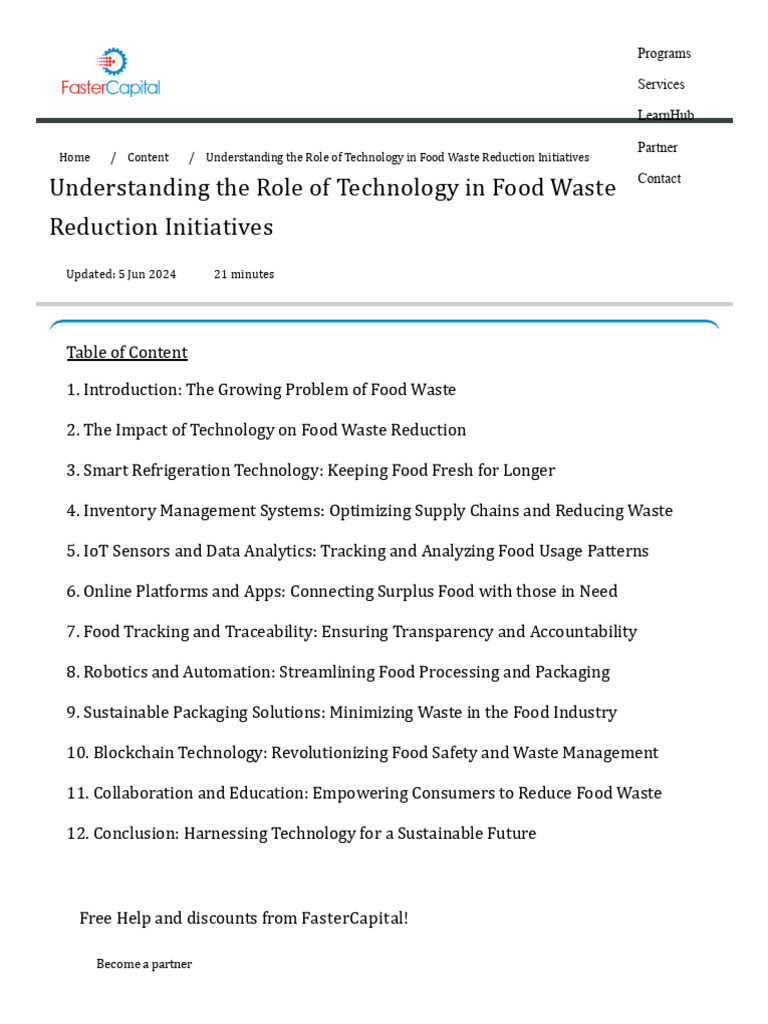 Understanding The Role of Technology in Food Waste Reduction ...