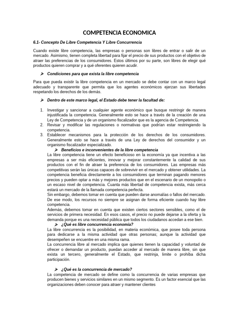 Competencia Economica Tarea | PDF