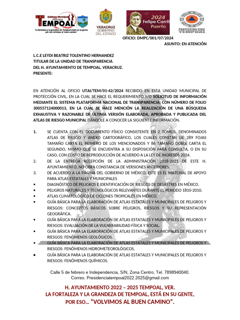 Utai 2024 Atlas de Riesgo | PDF