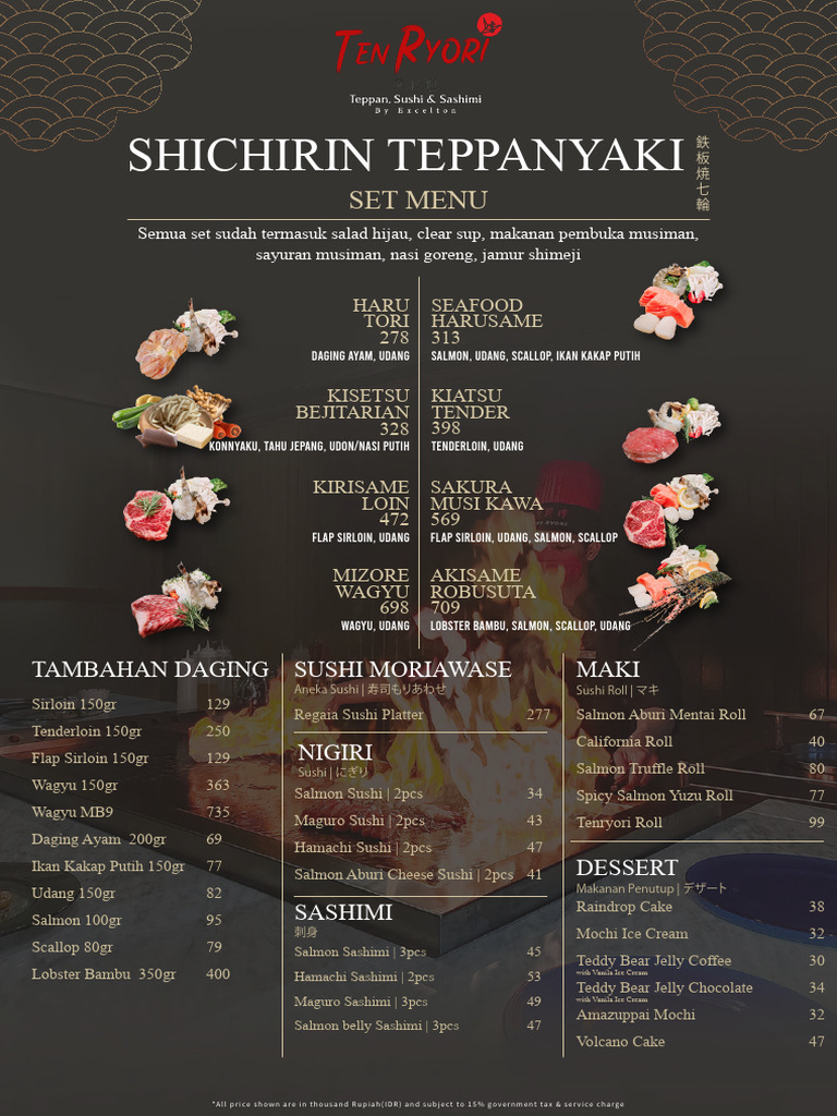 Menu Tenryori Teppanyaki Vip A3 | PDF