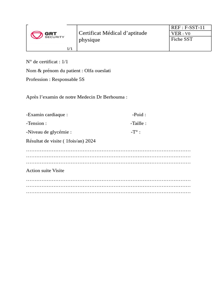 Certificat D'apptitude Physique | PDF