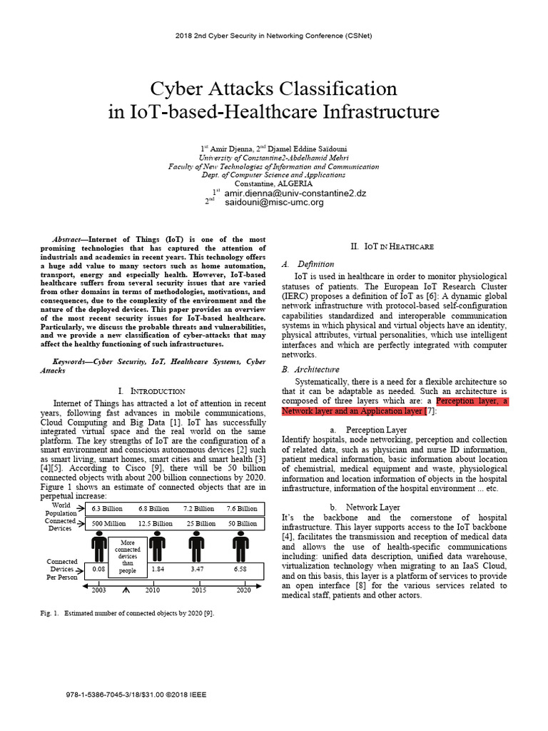 Cyber Attack Classification in IoT Based Healthcare Infrastructure | PDF