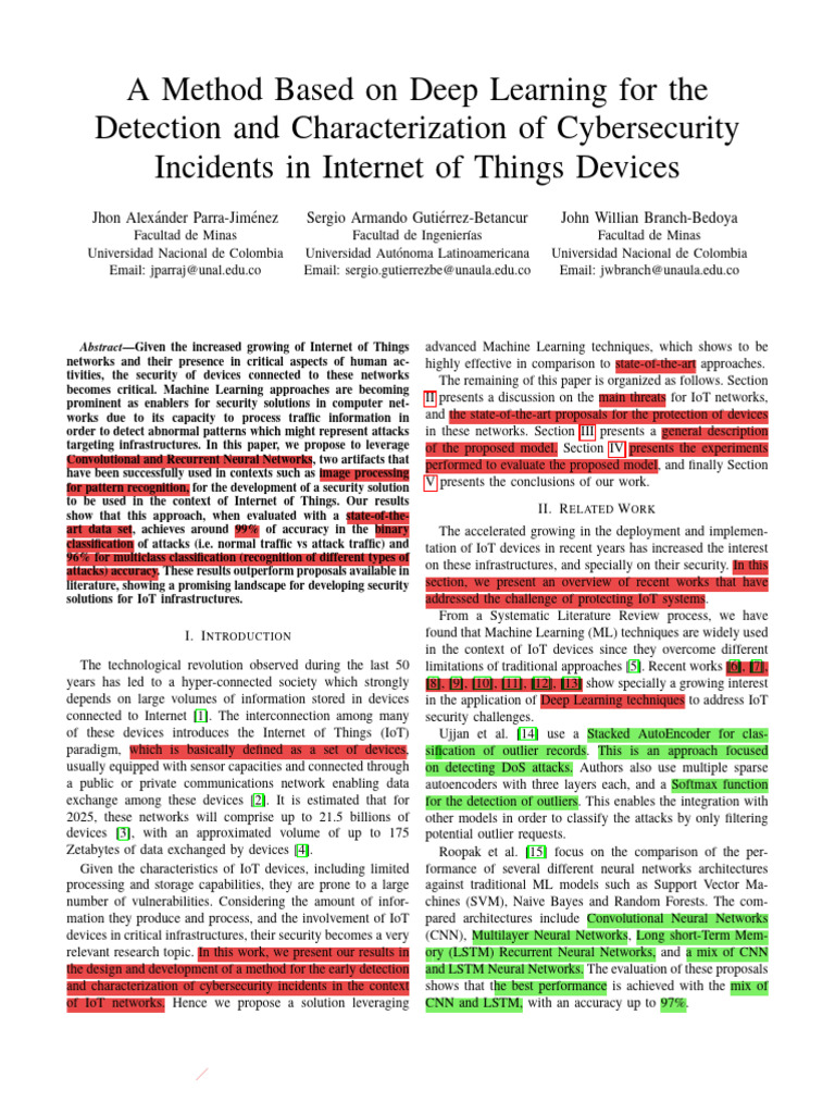 A Method Based On Deep Learning For The Detection and Characterization of Cybersecurity | PDF