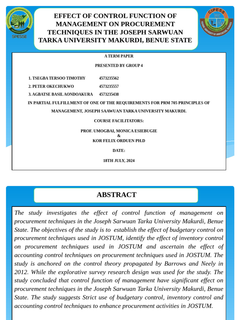 Management Control in JOSTUM Procurement | PDF | Procurement | Methodology