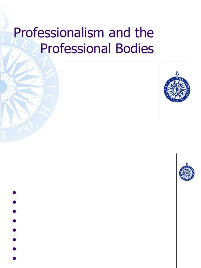Professionalism and the Professional Bodies | PDF