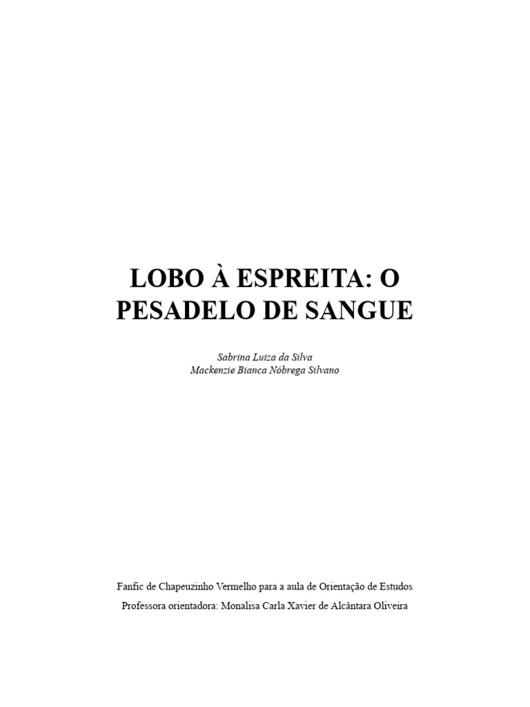 FANFIC Chapeuzinho Vermelho PDF Chapeuzinho Vermelho