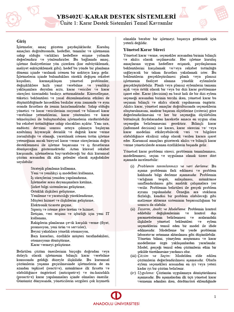 Ybs402U-Karar Destek S Stemler | PDF