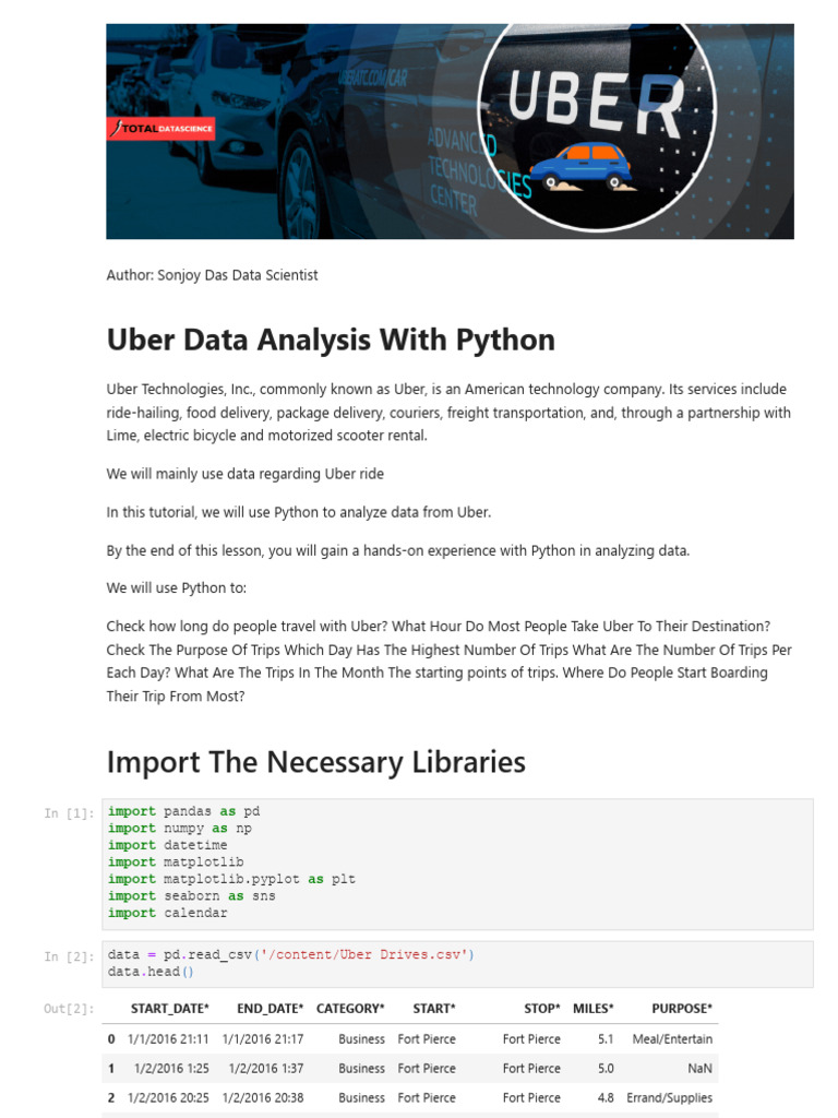 Uber Data Analysis | PDF