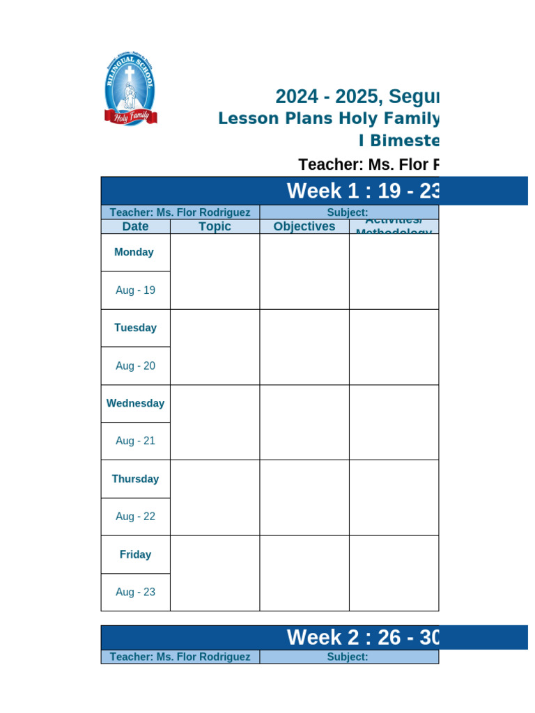 Lesson Plans Ms Flor Rodriguez | PDF