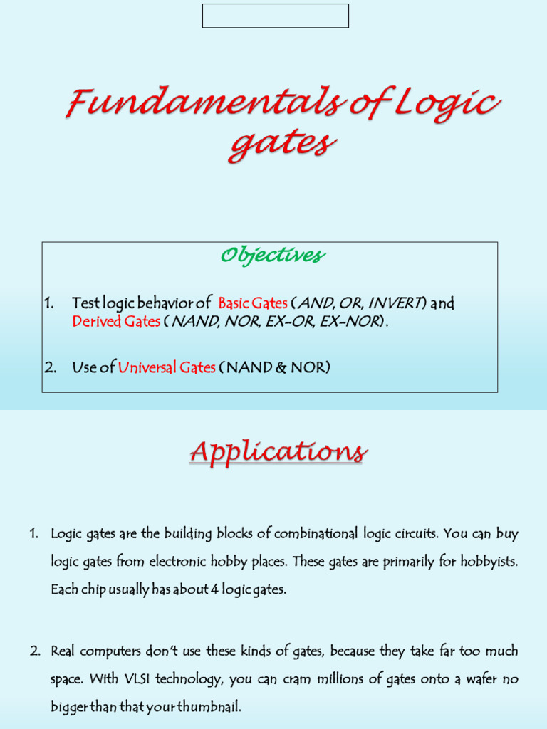 Logic Gates Pdf Logic Gate Electronics