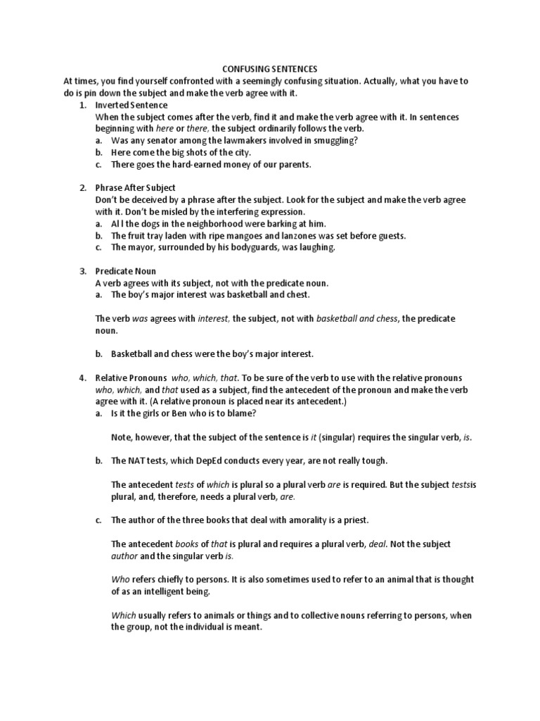 Confusing Sentences | PDF | Adverb | Verb