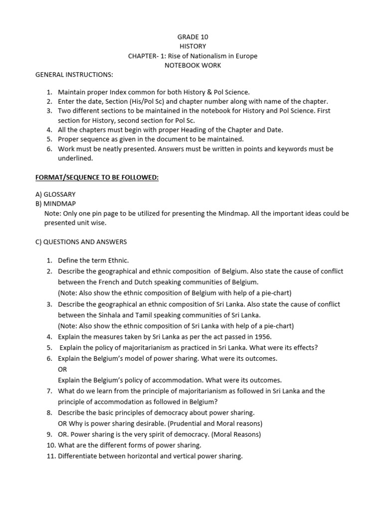 10 - Pol SC - CHP 1 - Power Sharing - Notebook Work | PDF