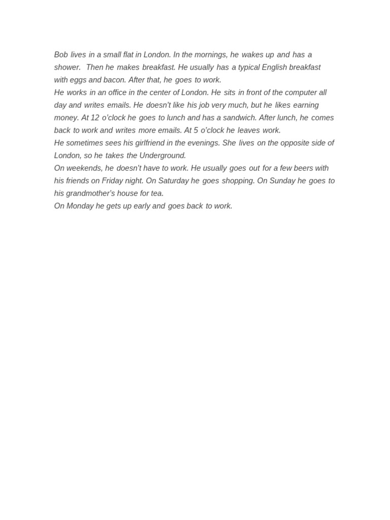 Textos en Presente Simple | PDF