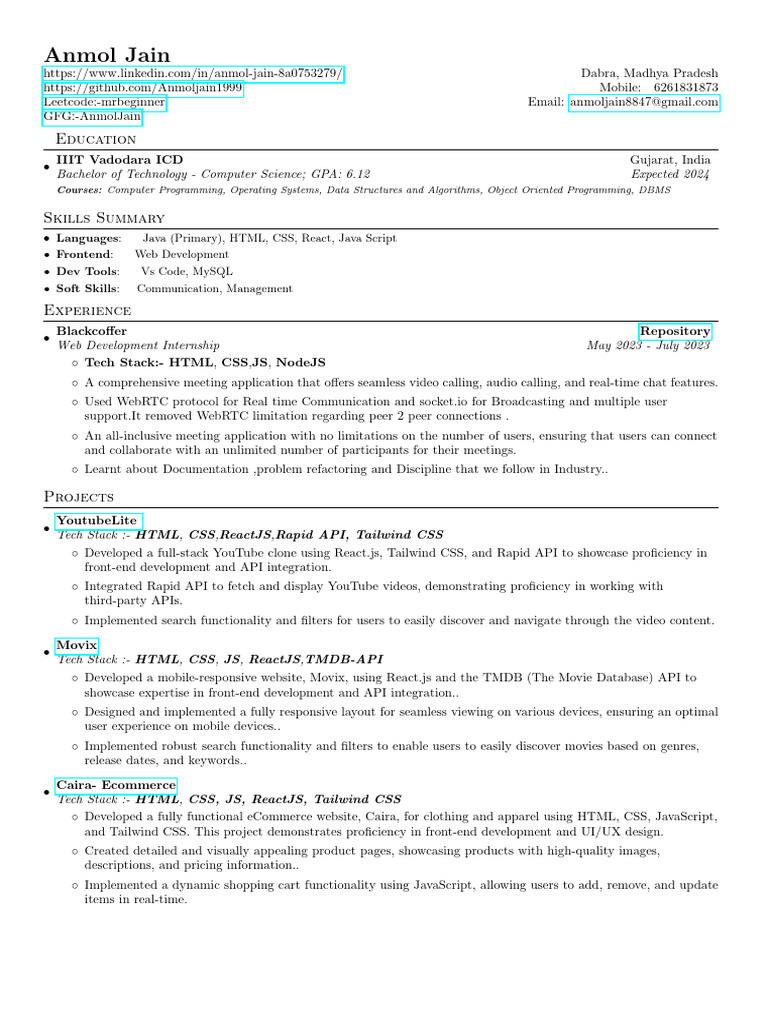 Anmol Resume | PDF
