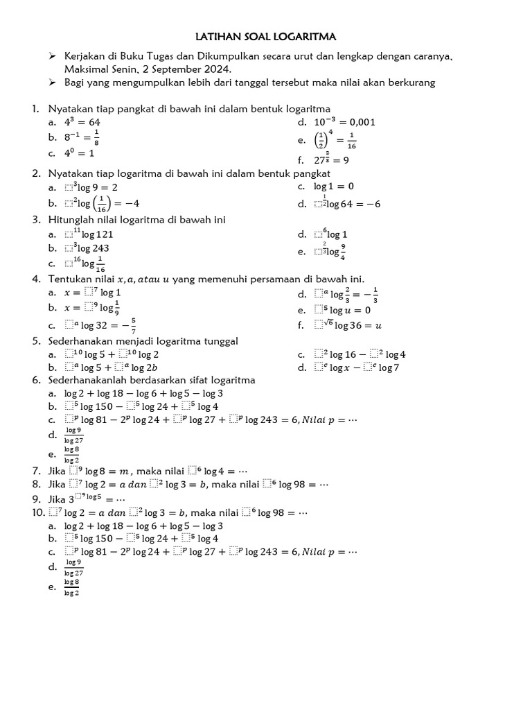 Latihan Soal Logaritma | PDF