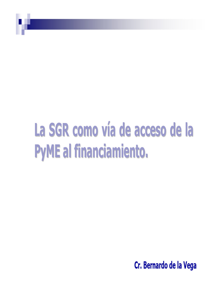 SGR - Financiamiento Pymes BDLV | PDF