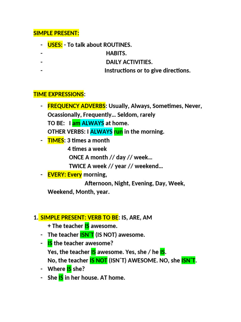 Review Simple Present | PDF