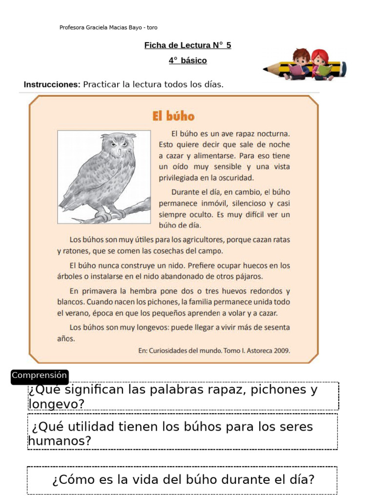 Ficha 5 Cuarto Básico | PDF