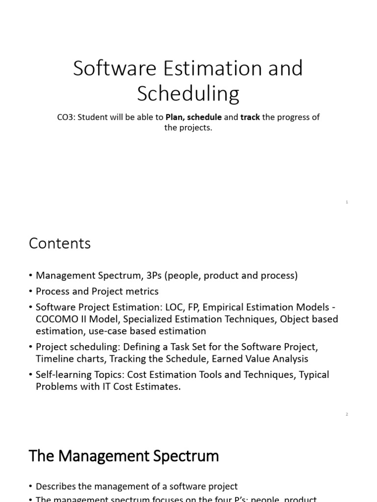 Software Estimation Scheduling | PDF