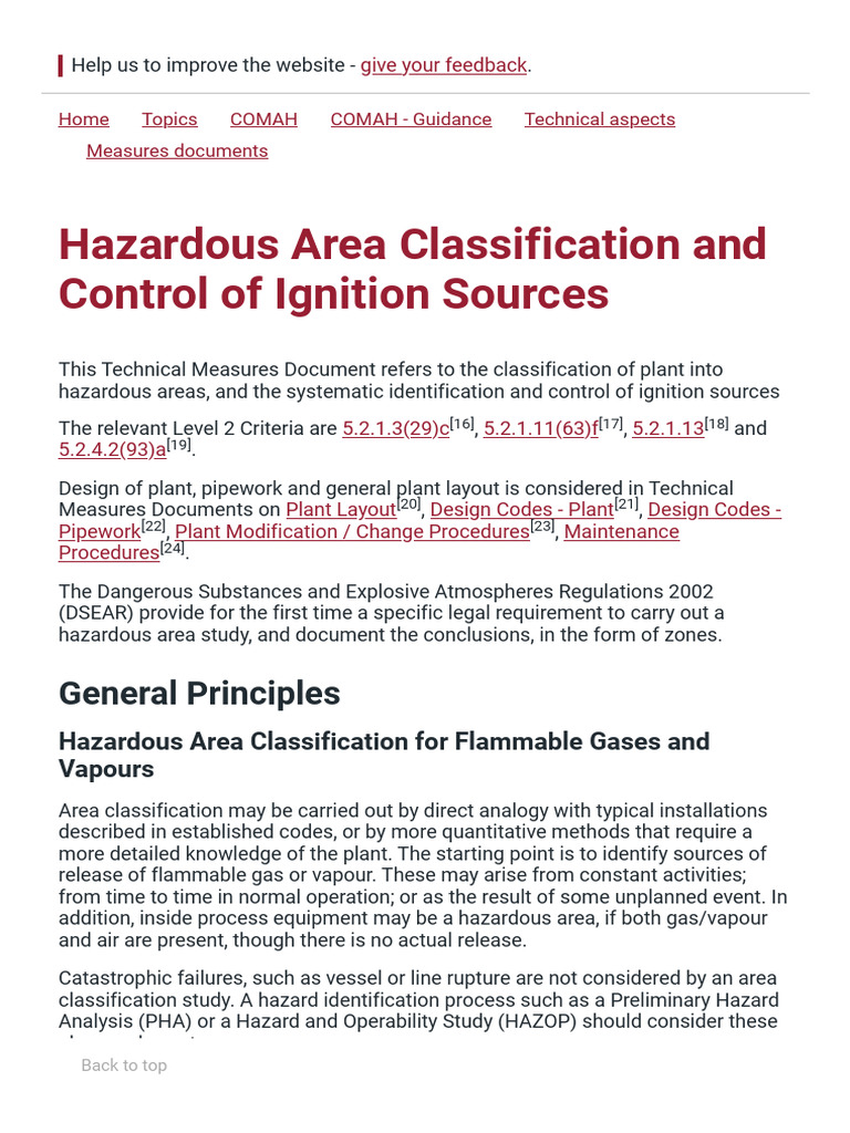 Hazardous Area Classification and Control of Ignition Sources | PDF