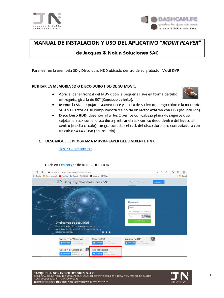 Manual MDVR Player para - SD y HDD | PDF