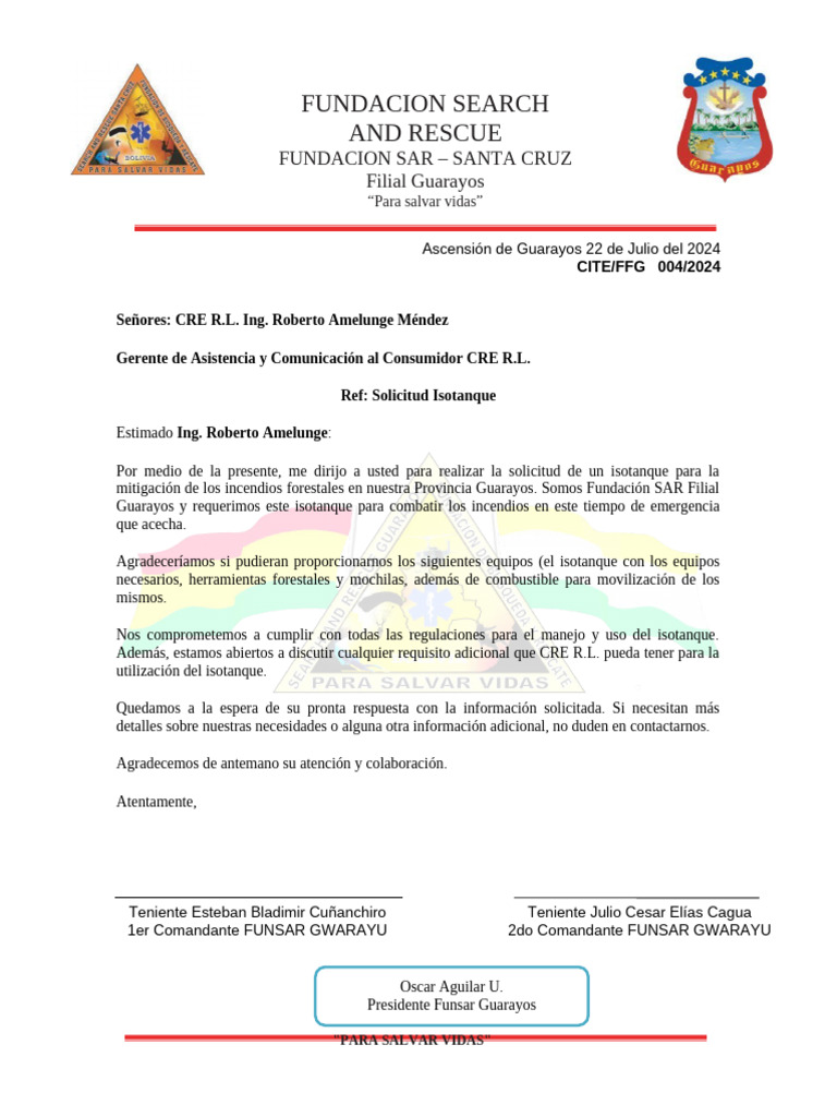 Solicitud de Equipos Funsar 3 | PDF