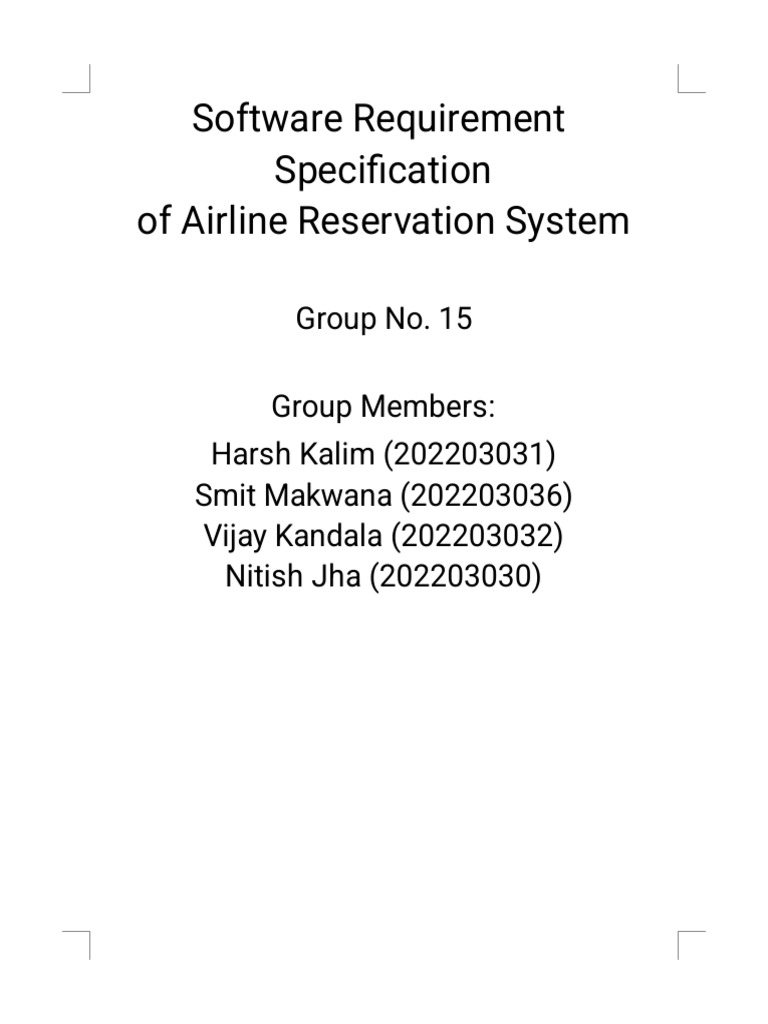 Airline Reservation System SRS-1 | PDF