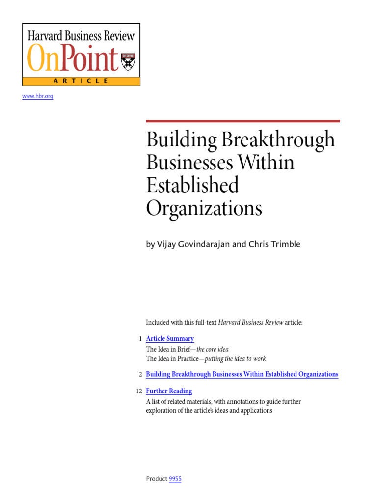 Building Breakthrough Businesses | PDF
