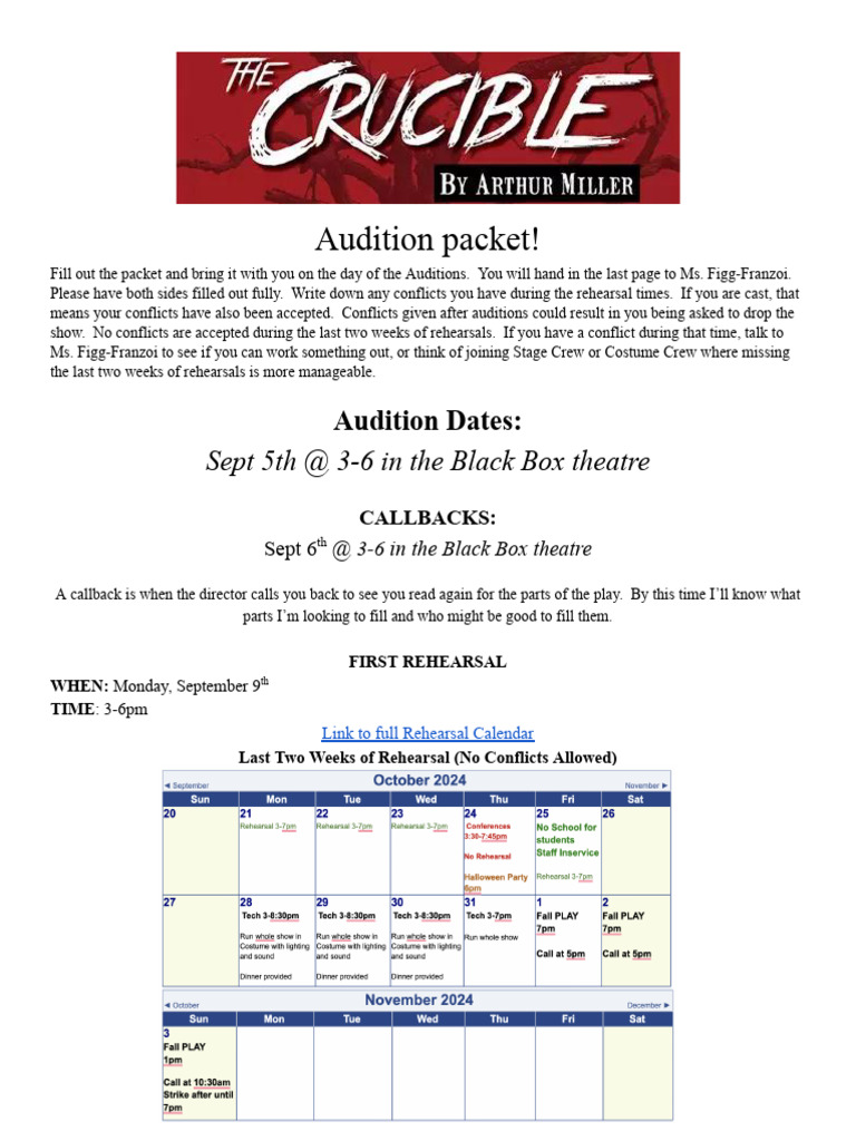 Audition Packet - The Crucible 1 | PDF