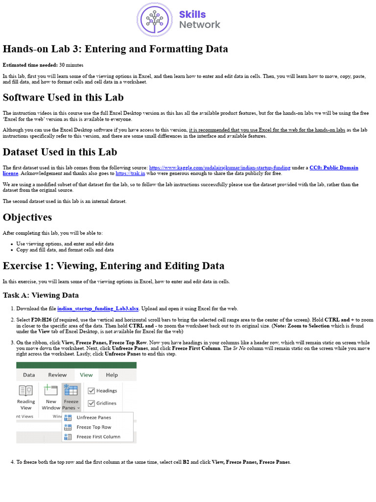 Hands-on Lab 3. Entering_and_Formatting_Data | PDF