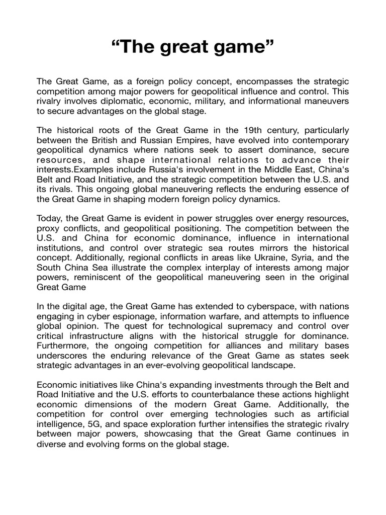 The Great Game Alejandra Contreras | PDF The Great Game Alejandra Contreras | PDF