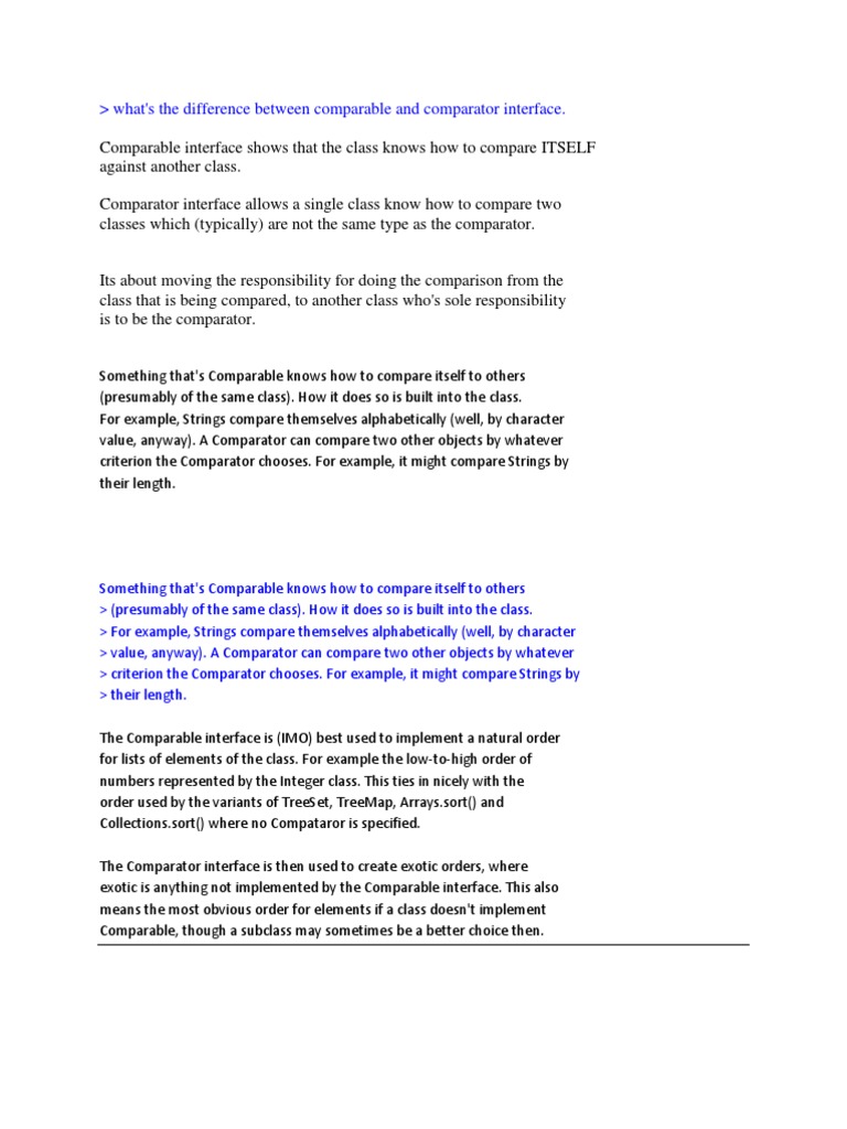 What's The Difference Between Comparable and Comparator Interface | PDF