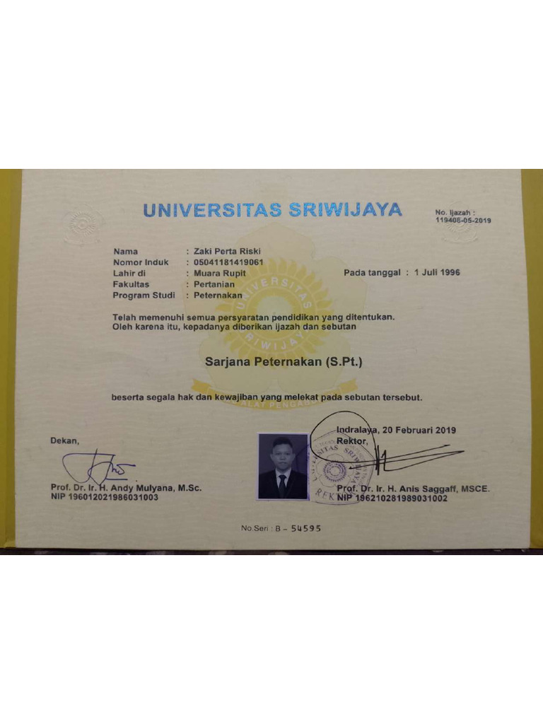 Scan Ijazah Asli Zaki | PDF