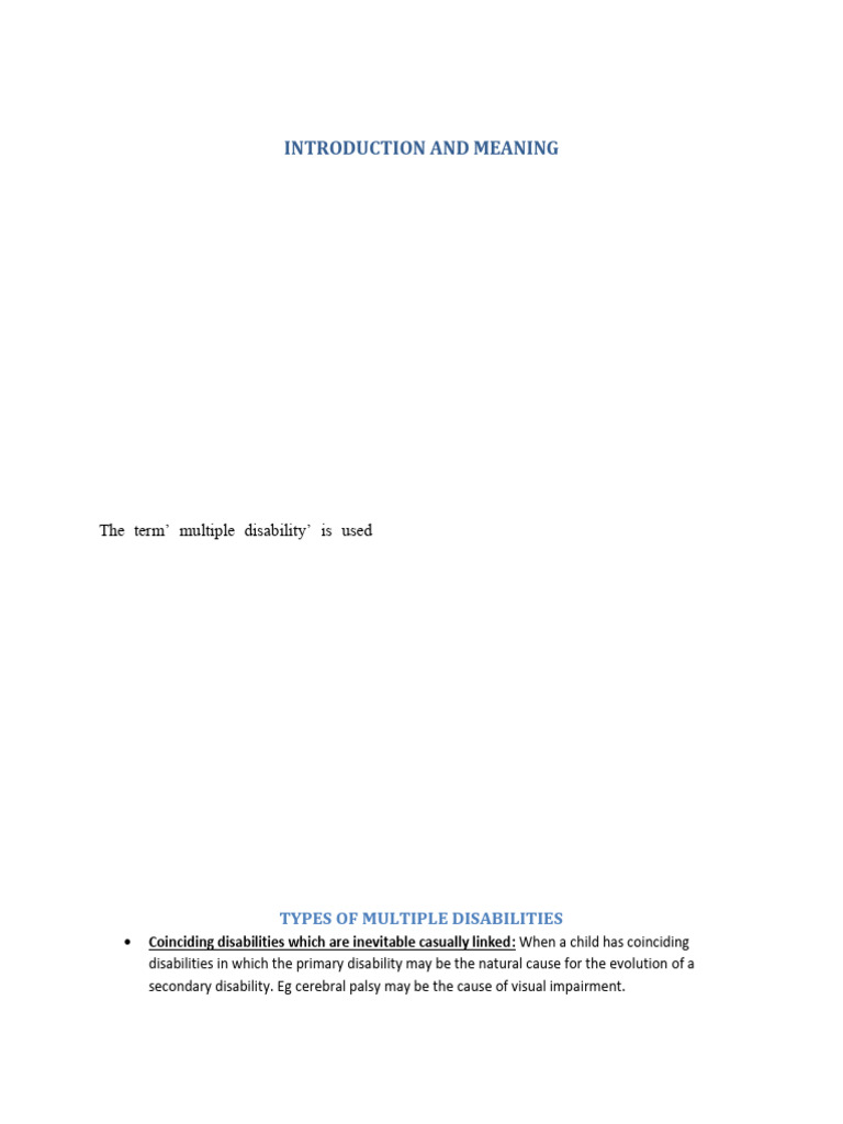 Multiple Disabilities | PDF