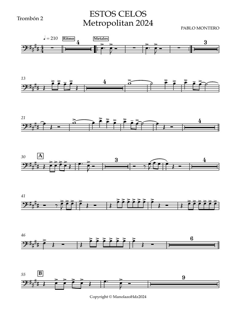 ESTOS CELOS - Trombón 2 | PDF