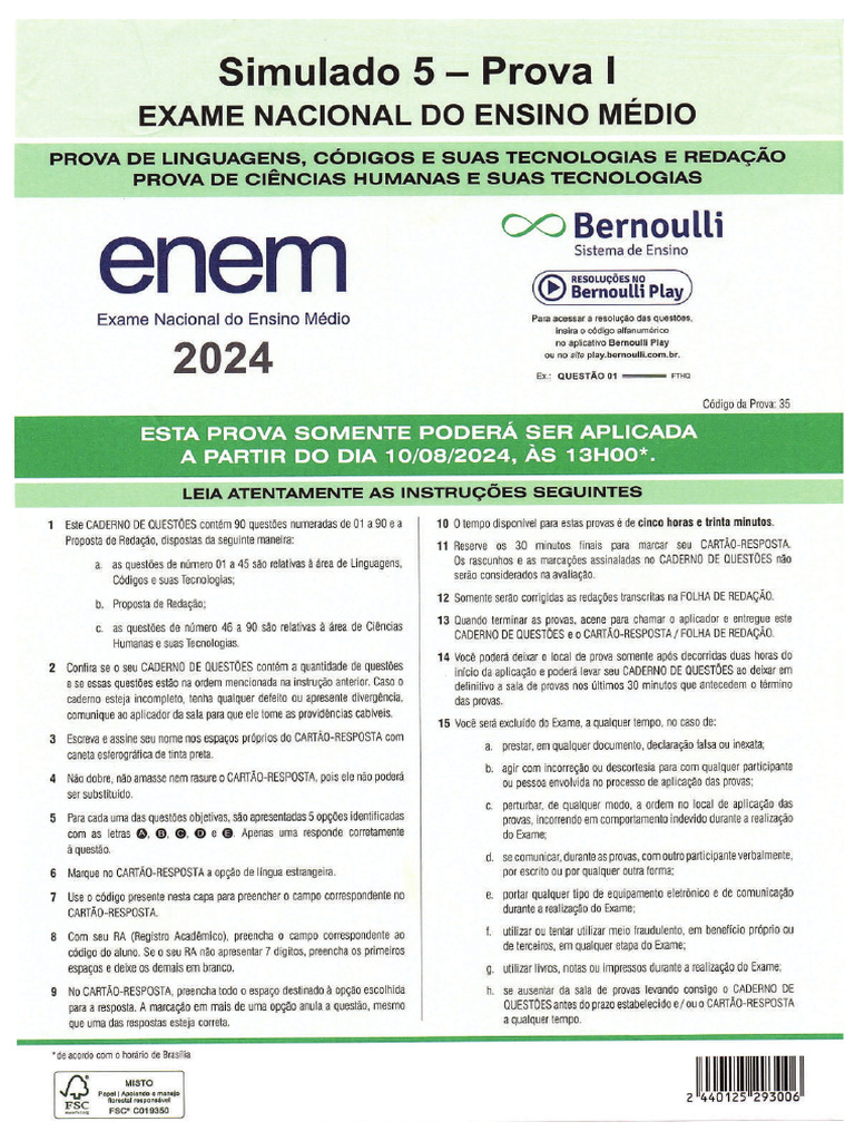 Ciclo 9 - Bernouli 5 - Prova 1-Compactado | PDF