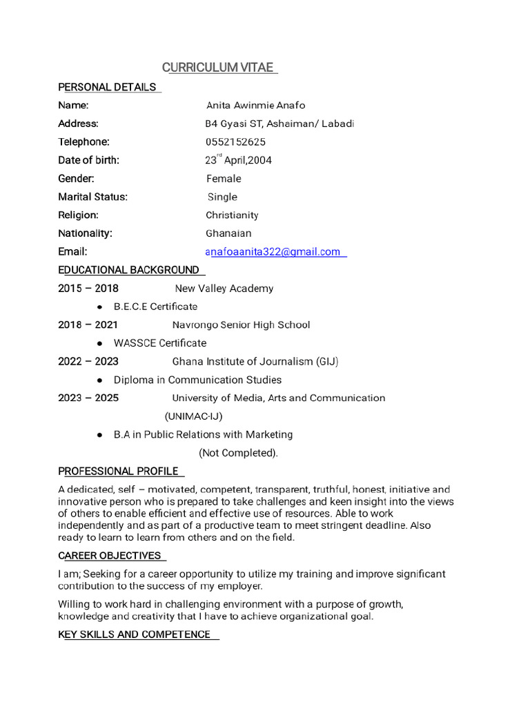 Anita's CV | PDF