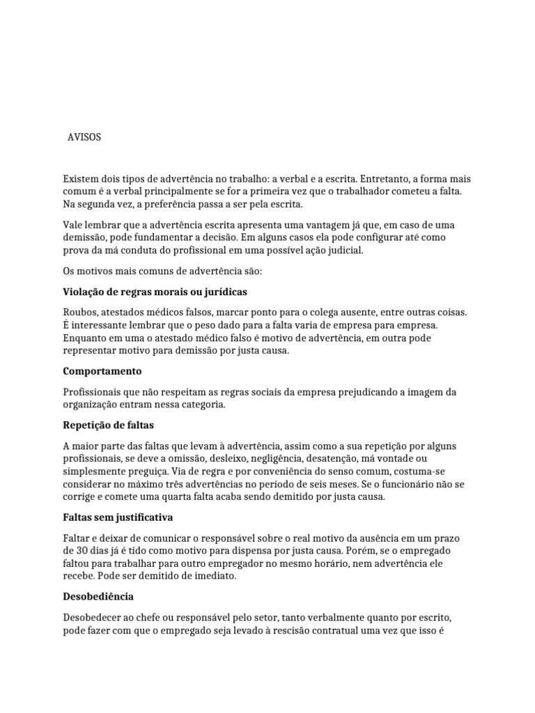 Modelo Carta de Advertencia | PDF