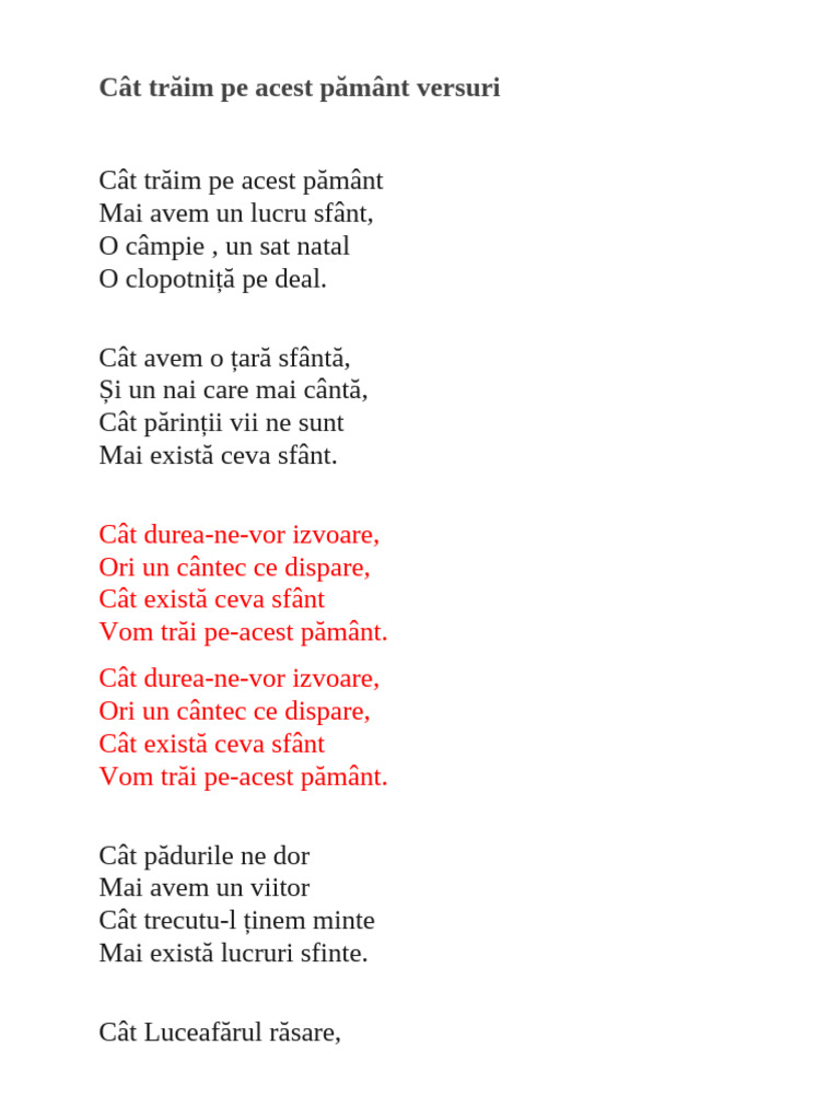 Cat Traim Pe-Acest Pamant | PDF