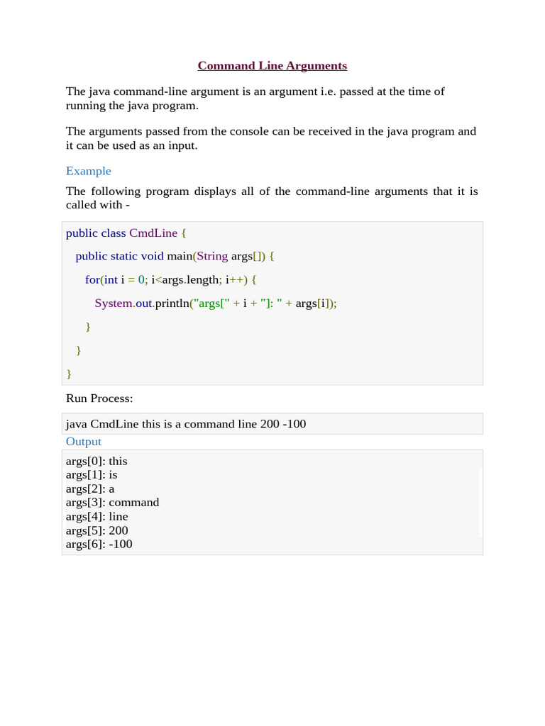 Command Line Arguments | PDF